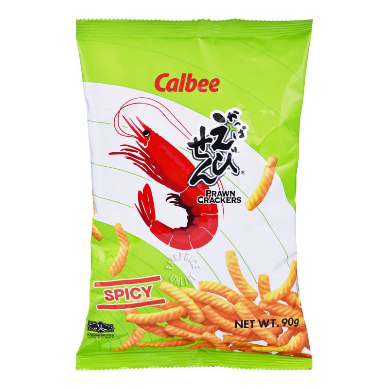 Calbee Prawn Crackers Spicy 70g | Crispy Seafood Snack with Chili